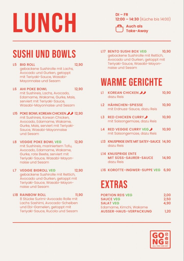 Menu - Lunch & à la carte ⋆ GONG Restaurant Hamburg